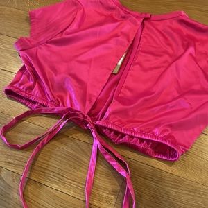 SKIMS | Tops | Skims Woven Shine Crop Top In Raspberry New | Poshmark